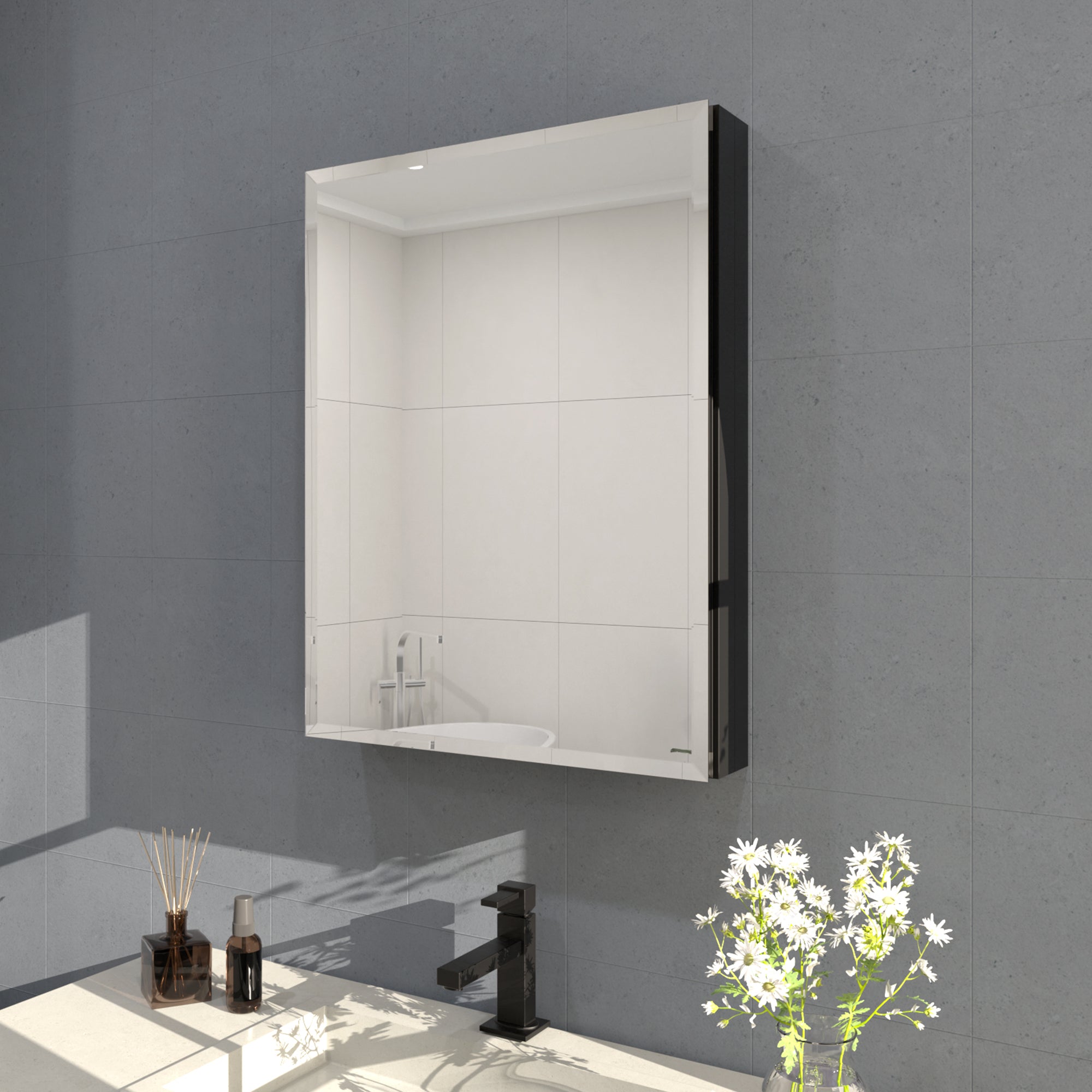 Flicker 23 in. W x 30 in. H Rectangular Aluminum or Surface-Mount Beve