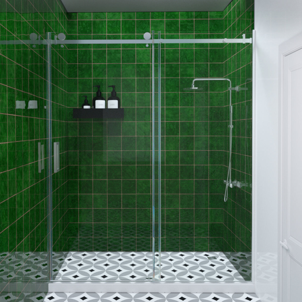 Oceanique 60 in. W x 76 in. H Sliding Semi-Frameless Shower Door with