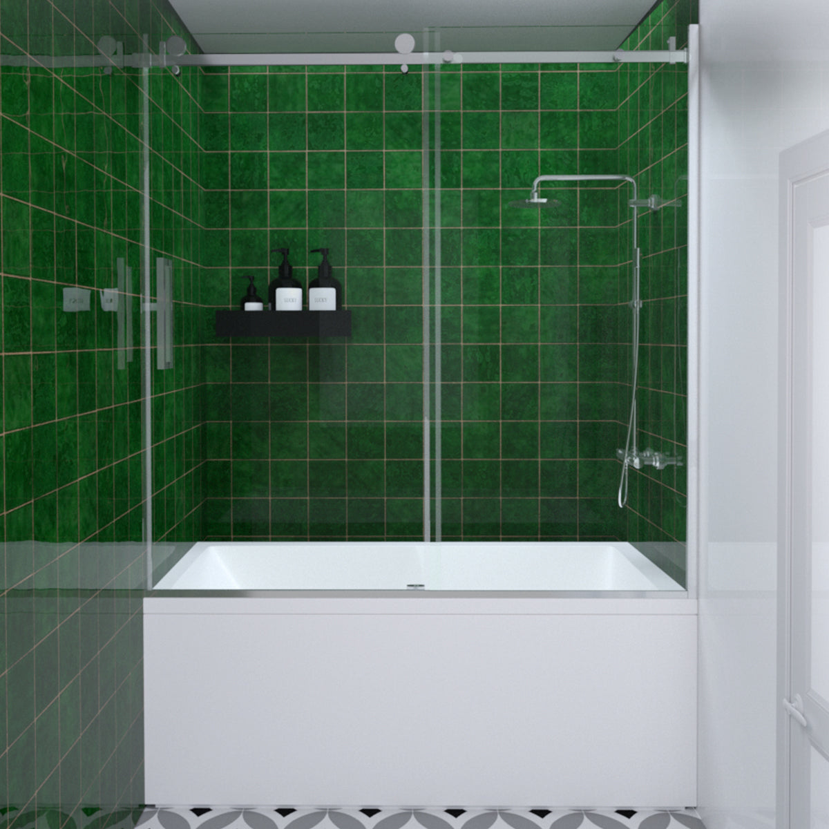 Oceanique 60 in. W x 60 in. H Sliding Semi-Frameless Tub Door with Cle